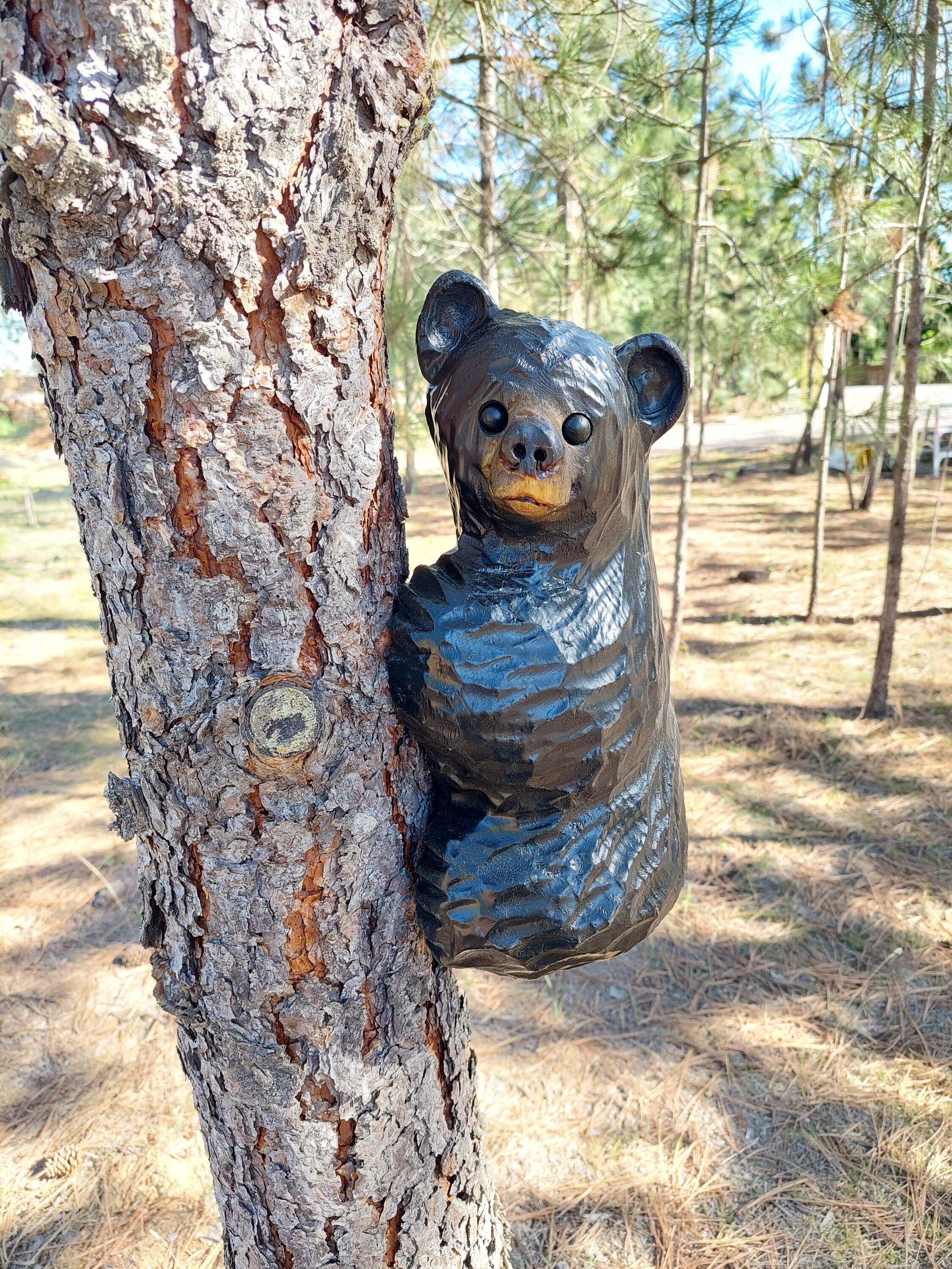 Chainsaw Carved Climbing Bear 15 Made for Posts, Corners, Poles, Trees ...