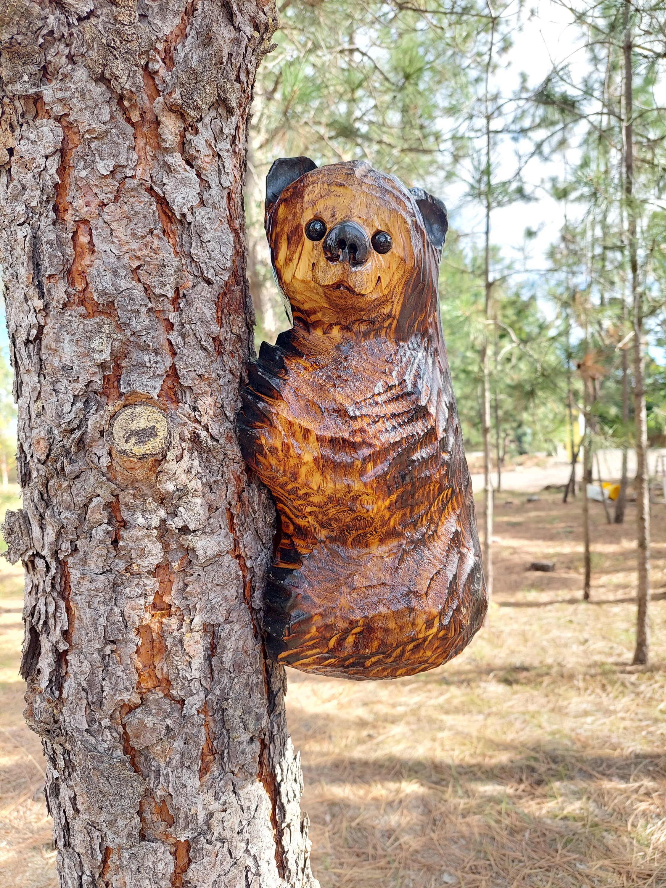 Chainsaw Carved Climbing Bear 15 Made for Posts, Corners, Poles, Trees ...