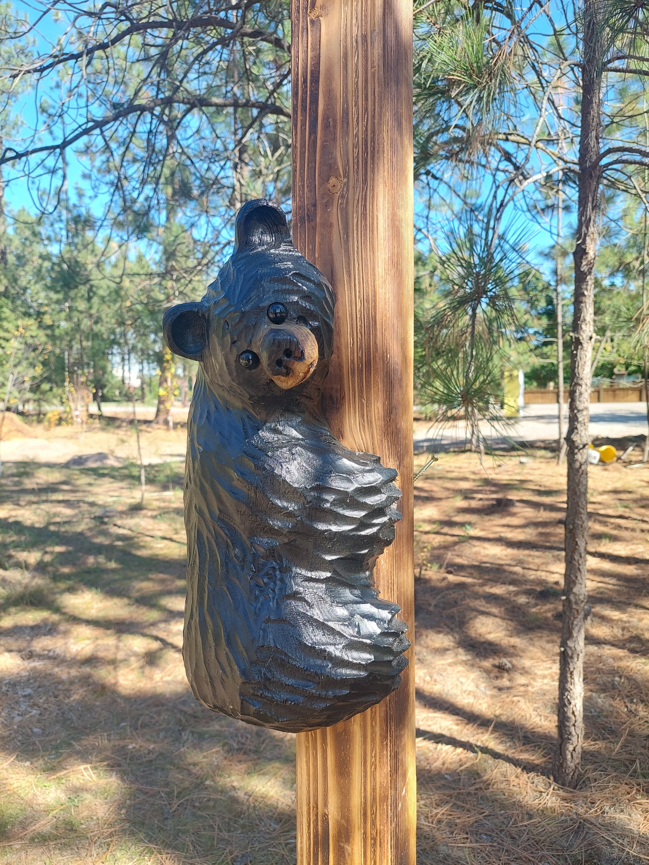 Chainsaw Carved Climbing Bear 15 Made for Posts, Corners, Poles, Trees ...