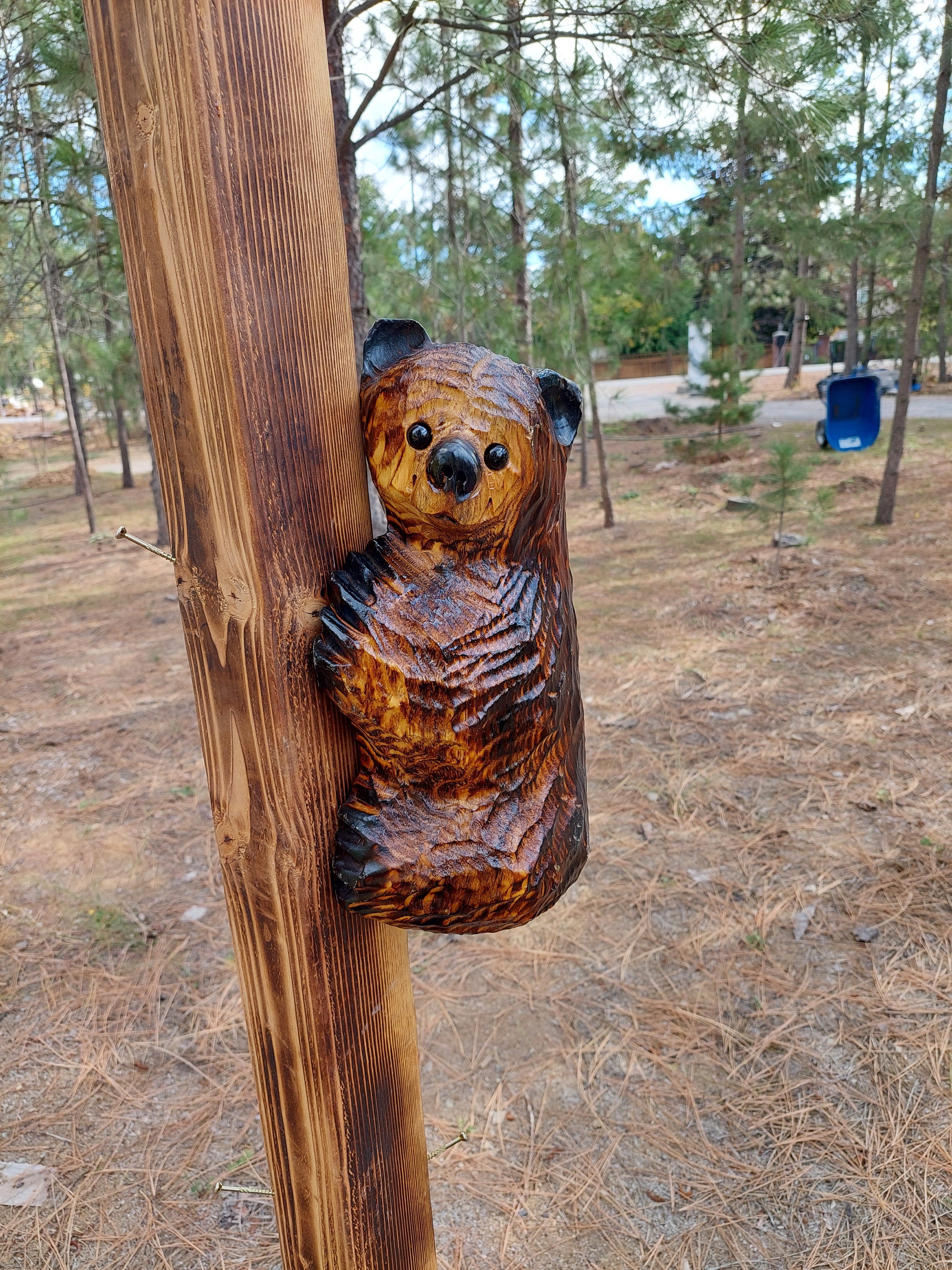 Chainsaw Carved Climbing Bear 15 Made for Posts, Corners, Poles, Trees ...