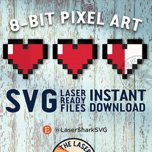 8-bit Pixel Hearts SVG Laser Cut Files for Glowforge - Laser Cutter ...
