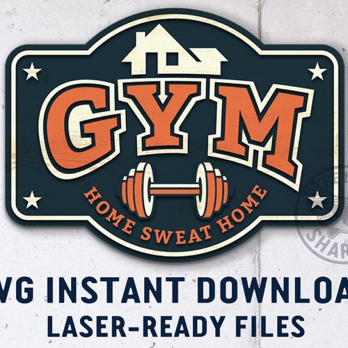 Home Gym SVG Sign Laser Cut Files for Glowforge Laser Cutter - Etsy