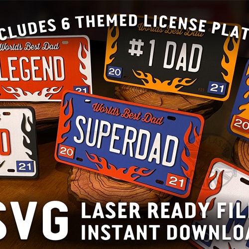 Dad Themed License Plates SVG Laser Cut Files Glowforge | Etsy