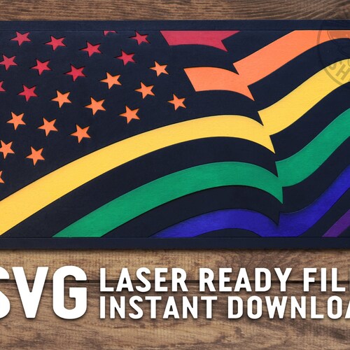 Pride American Flag SVG Laser Cut Files for Glowforge - Etsy
