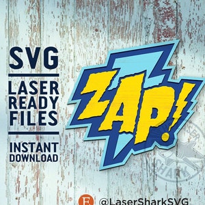 Comic Book ZAP SVG Laser cut files for Glowforge Laser | Etsy