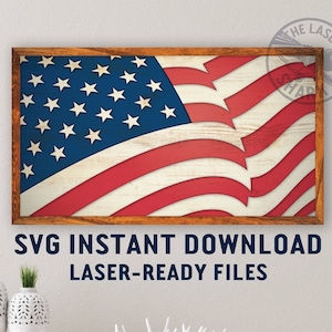 American Flag SVG Laser Cut Files for Glowforge - Laser Cutter Printer ...