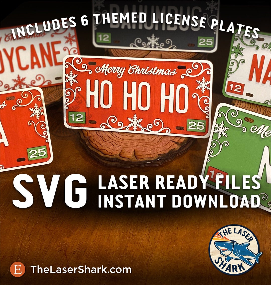 Christmas License Plates SVG Laser Cut Files for Glowforge -laser ...