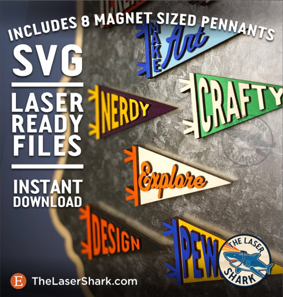 Creative Pennants Magnet Sized SVG Laser Cut Files for Glowforge ...