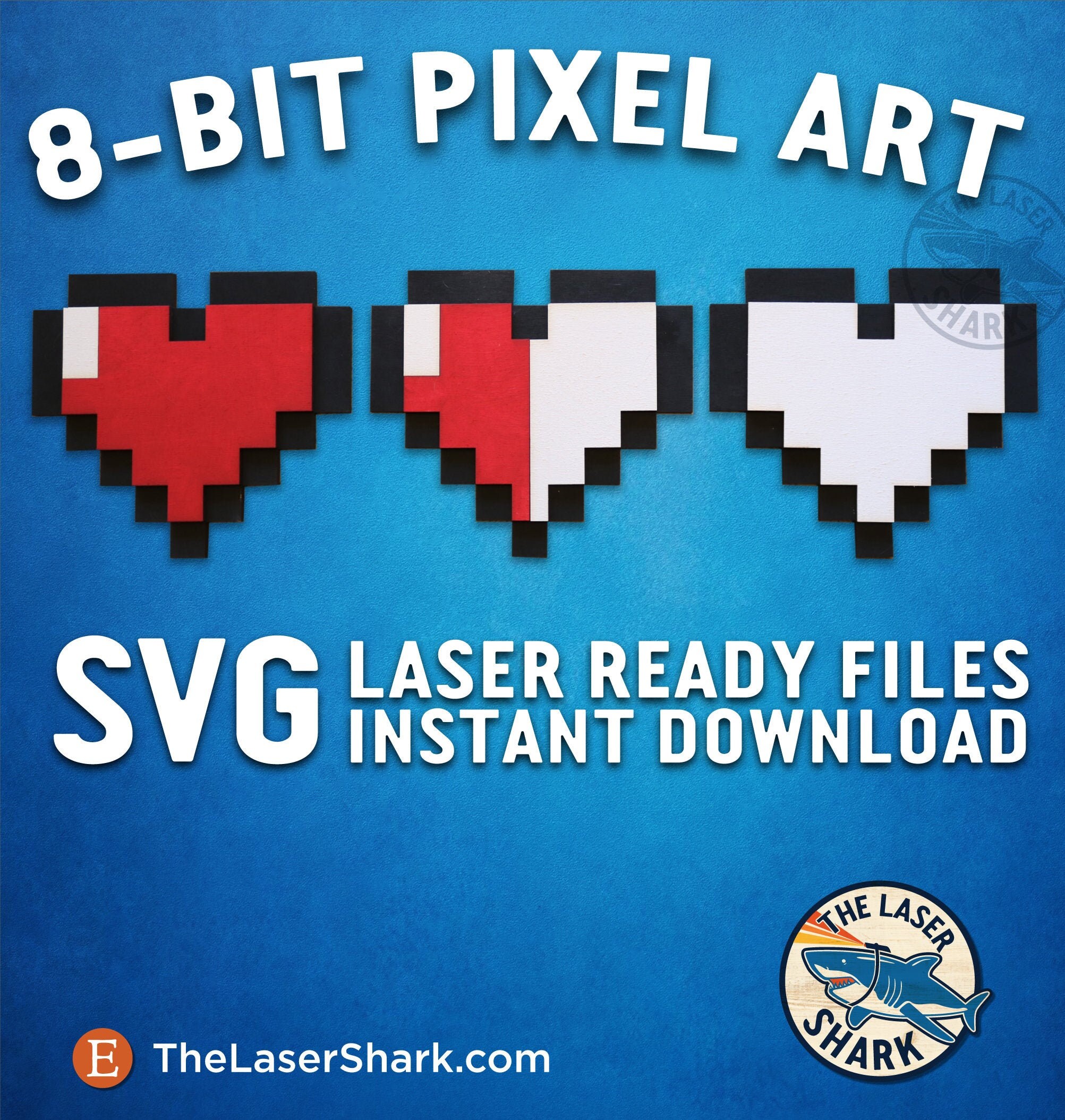 8-bit Pixel Hearts SVG Laser Cut Files for Glowforge Laser - Etsy Australia