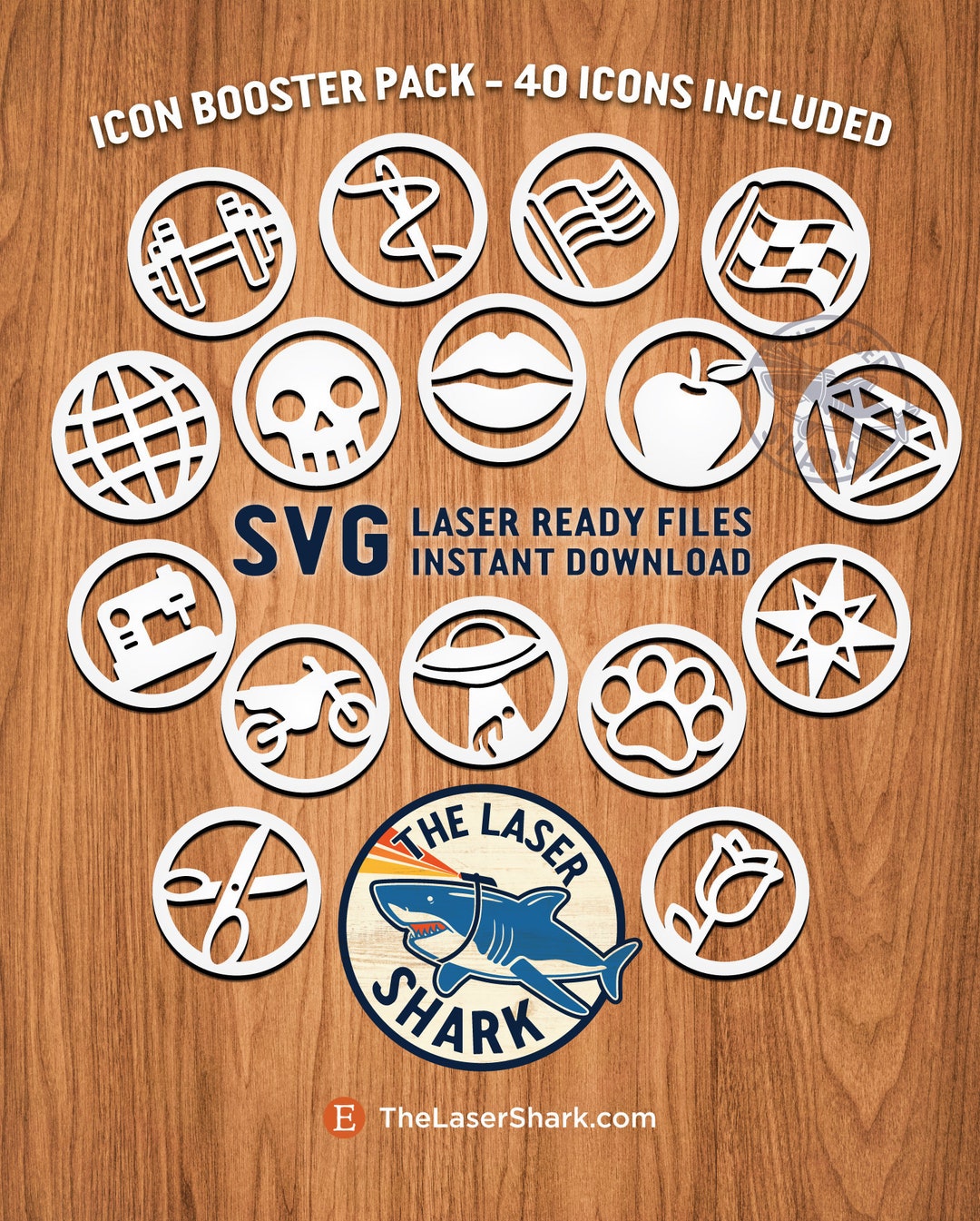 Icon Booster Pack SVG Laser Cut Files for Glowforge 40 New Designs ...