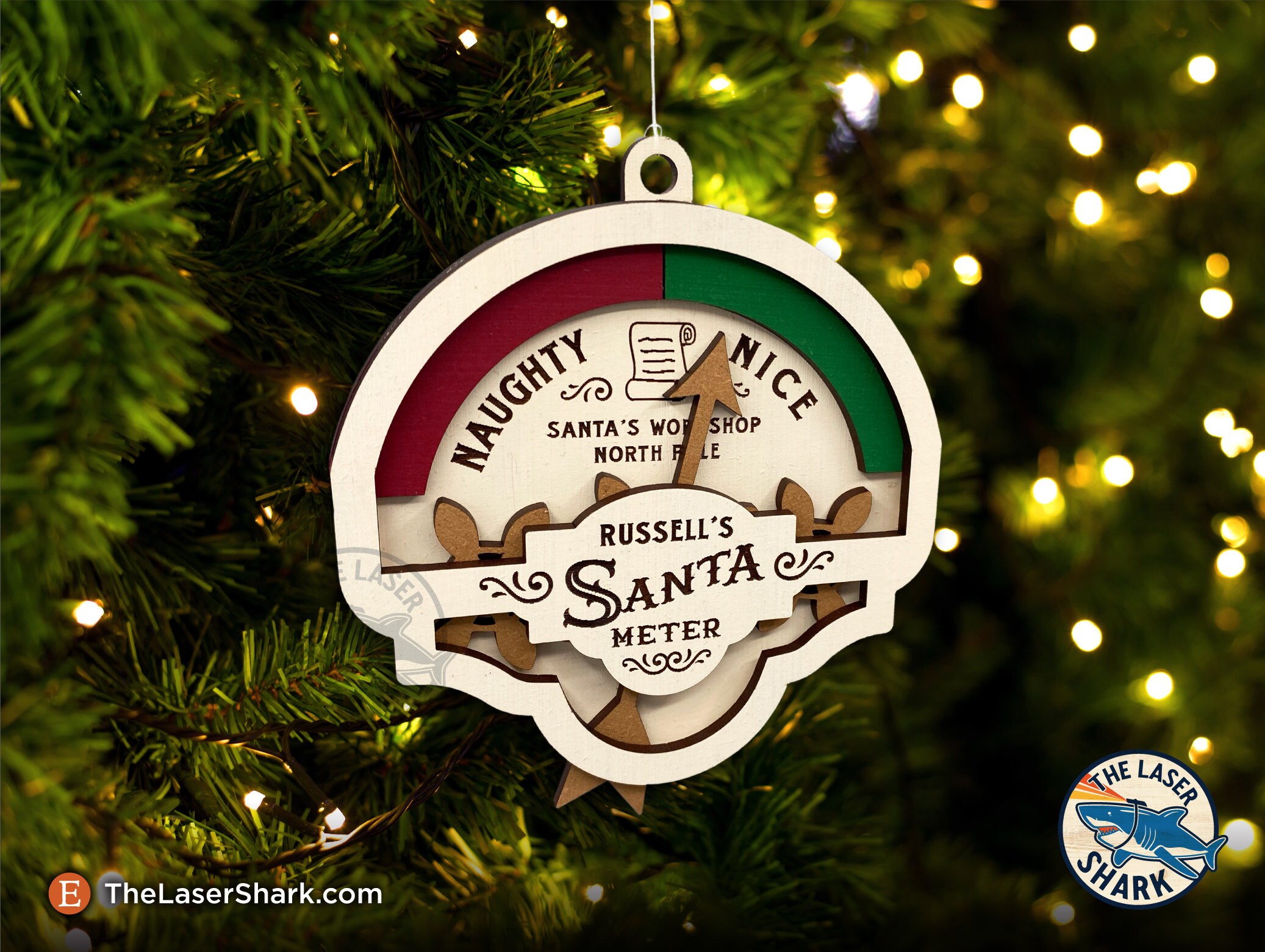 SANTA METER Ornament Customizable SVG Laser Cut Files for - Etsy
