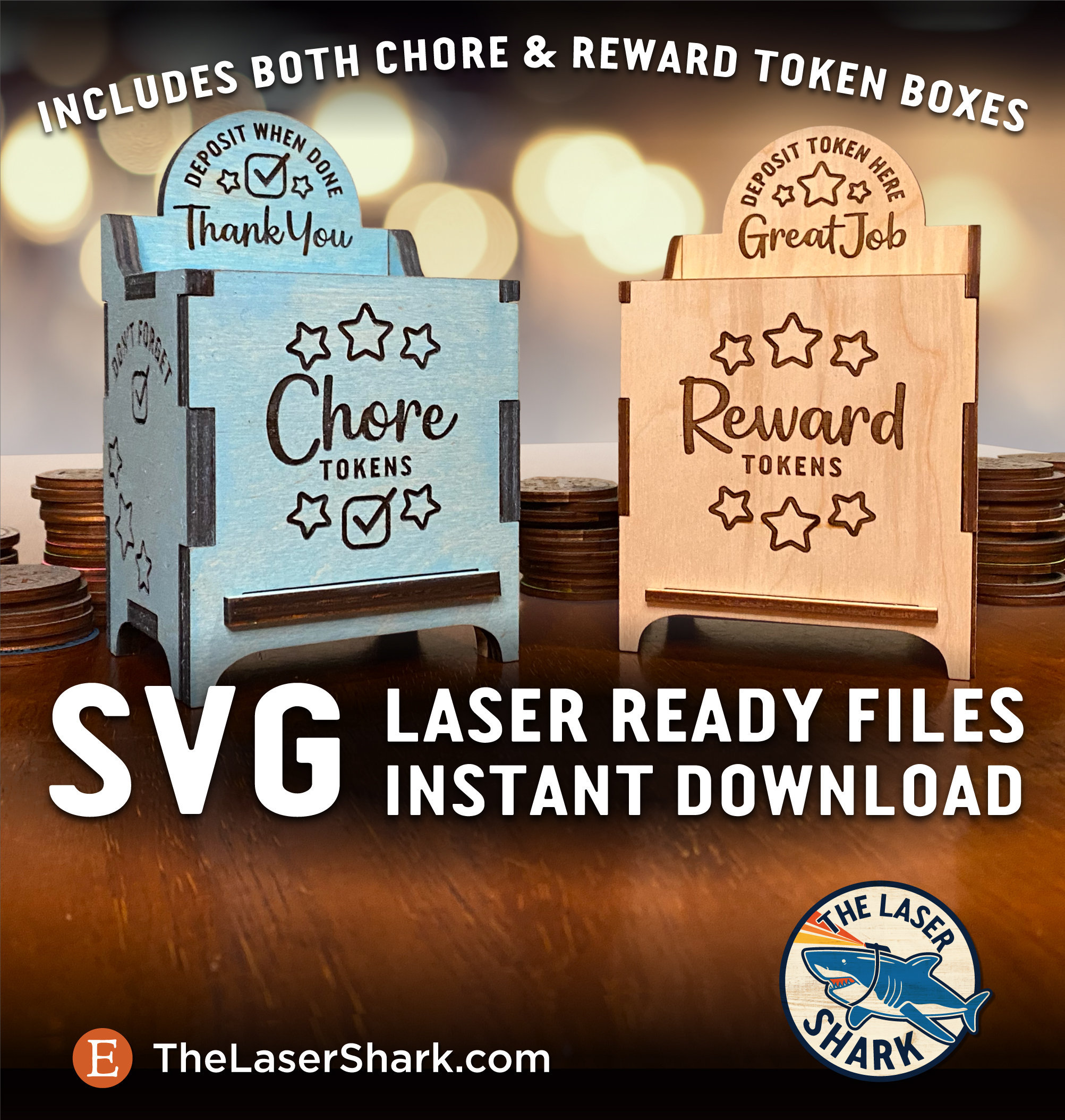 Token Boxes Chore & Reward SVG Laser Cut Files for Glowforge - Etsy