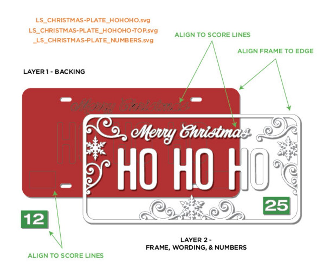 Christmas License Plates SVG Laser Cut Files for Glowforge - Etsy