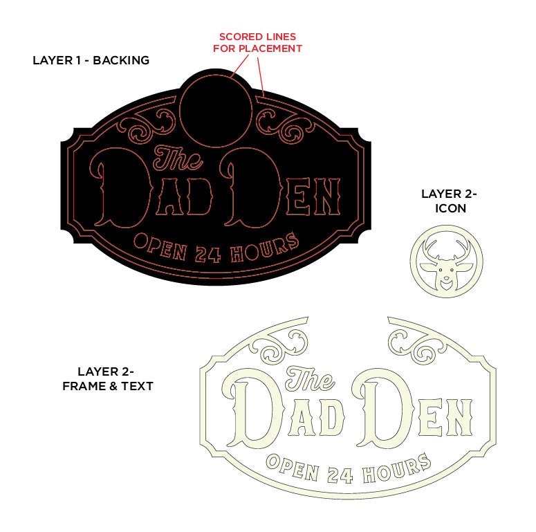 Dad Den Sign SVG Laser Cut Files for Glowforge Laser Cutter - Etsy Canada