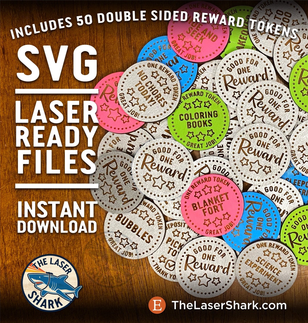 Reward Tokens Set SVG Laser Cut Files for Glowforge Laser Cutter ...