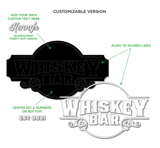Whiskey Bar Customizable Sign SVG Laser Cut Files for Glowforge - Laser ...