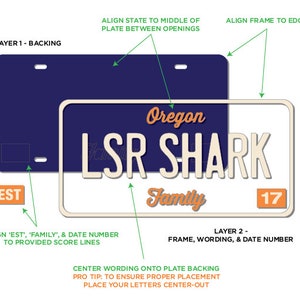 Customizable Family License Plates SVG Laser Cut Files for Glowforge ...