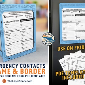 Emergency Contacts Frame & Border SVG Laser Cut Files - Glowforge ...