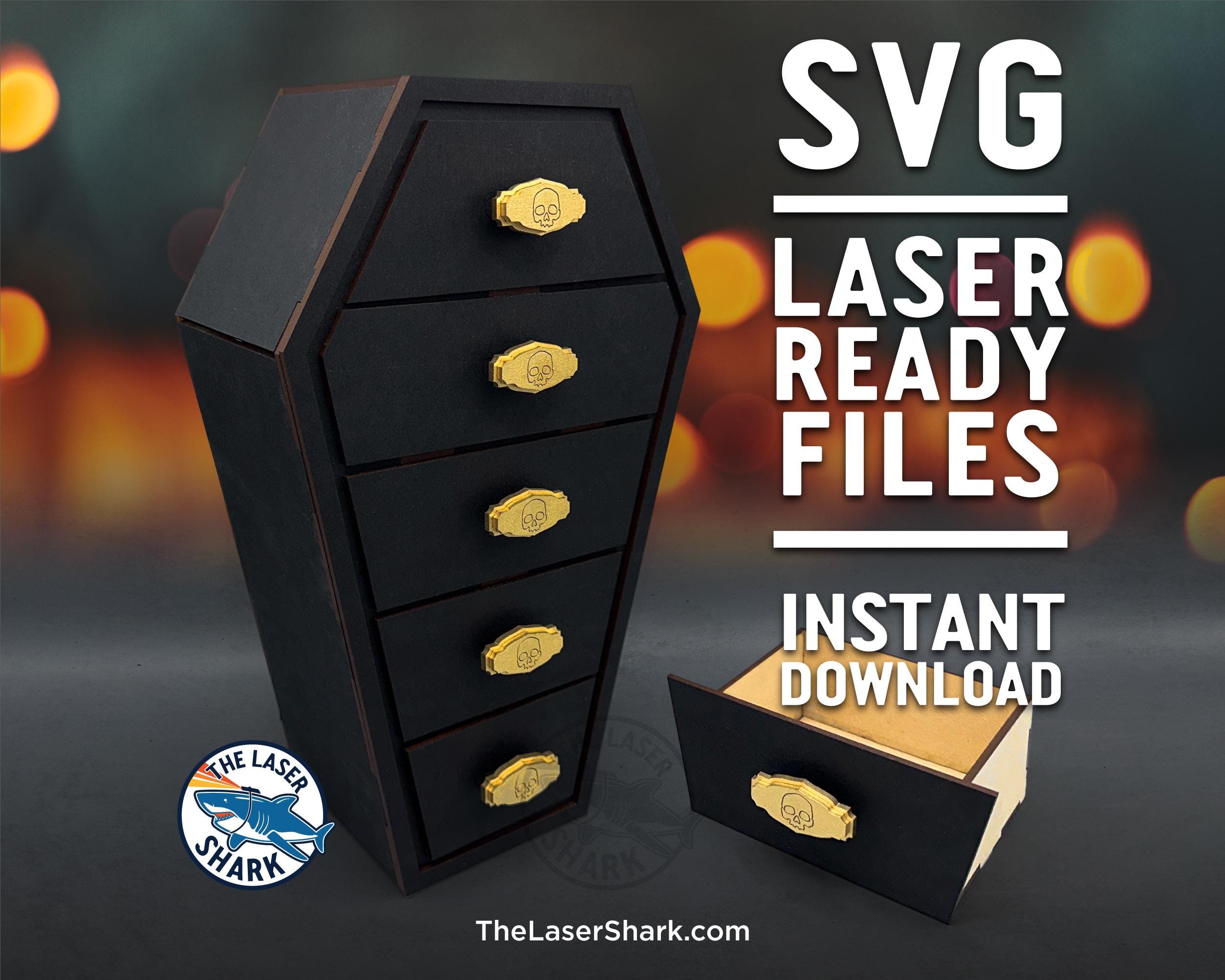 Coffin Drawers - SVG Laser Cut Files Glowforge Laser Cutter Artwork 3D ...