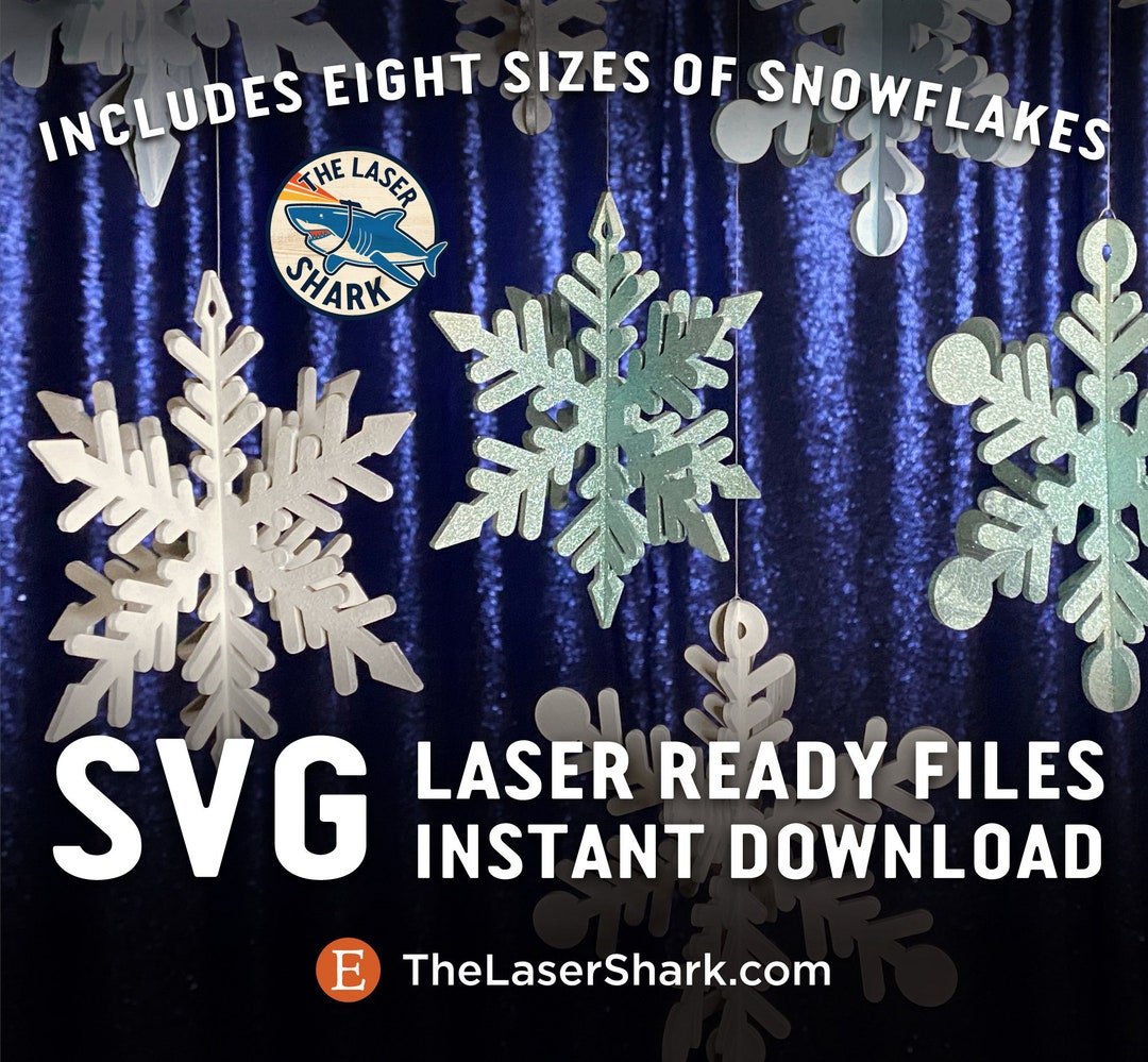 3D Hanging Snowflakes SVG Laser Cut Files for Glowforge -laser Cutter ...