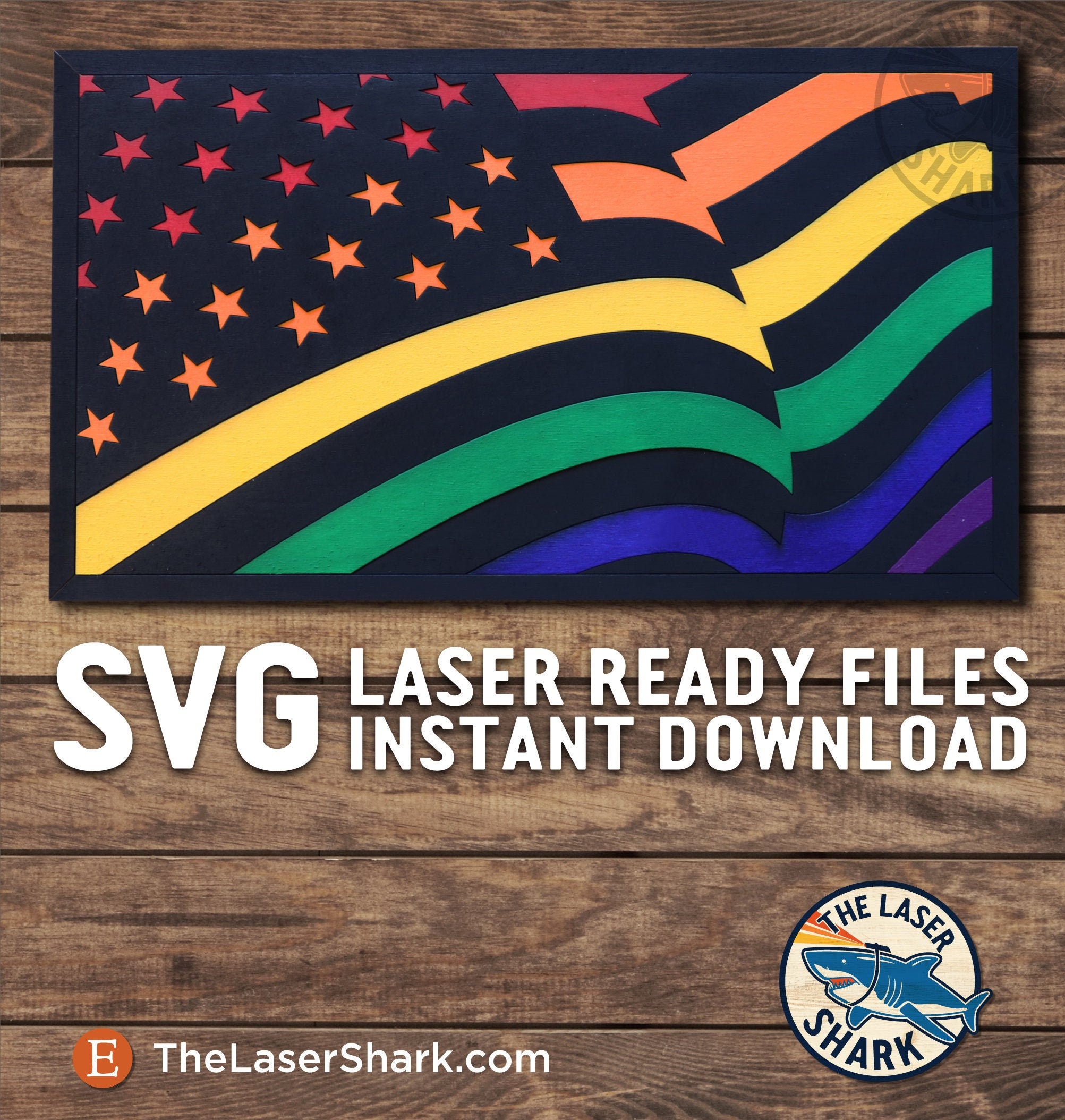 Pride American Flag SVG - Laser Cut Files for Glowforge - Laser Cutter ...