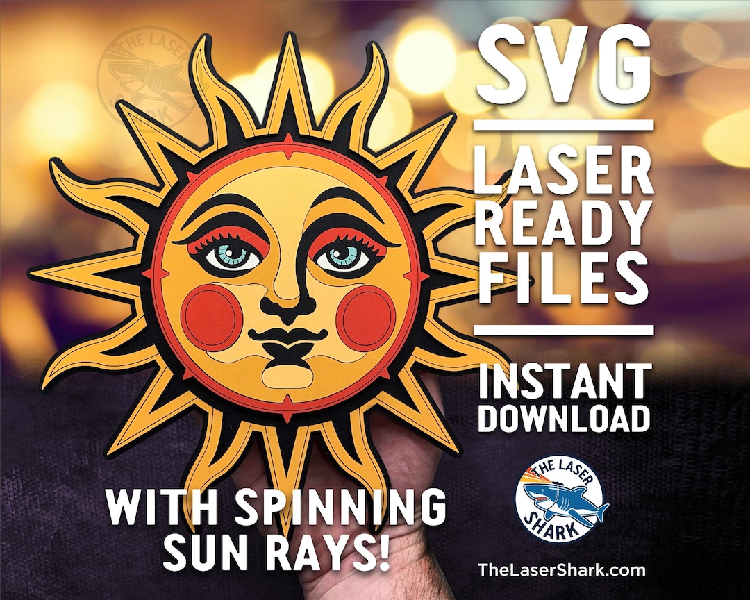 Spinning Vintage Sun Artwork - SVG Laser Cut Files Glowforge Laser ...