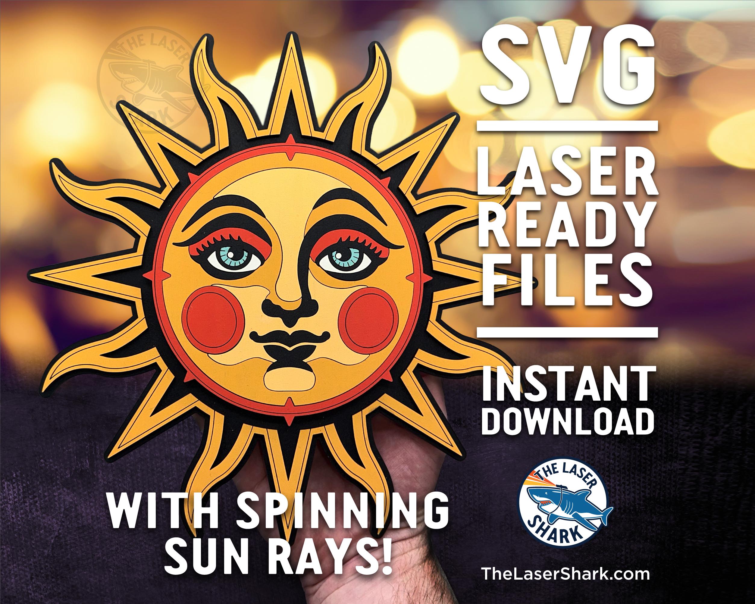 Spinning Vintage Sun Artwork - SVG Laser Cut Files Glowforge Laser ...