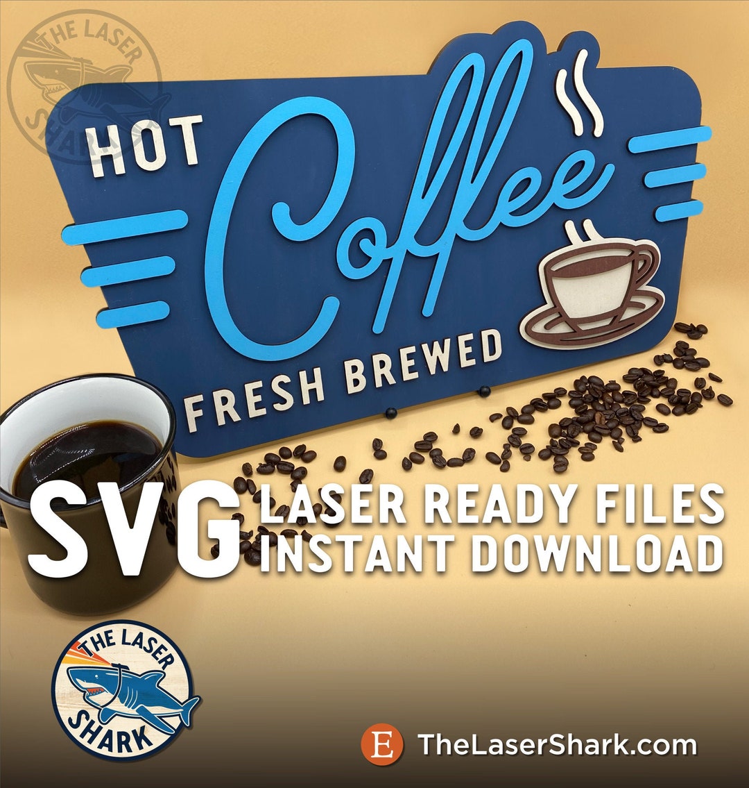 Retro Coffee Sign SVG Laser Cut Files for Glowforge Cutter Artwork ...
