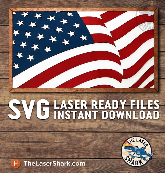 American Flag SVG Laser Cut Files for Glowforge Laser Cutter | Etsy