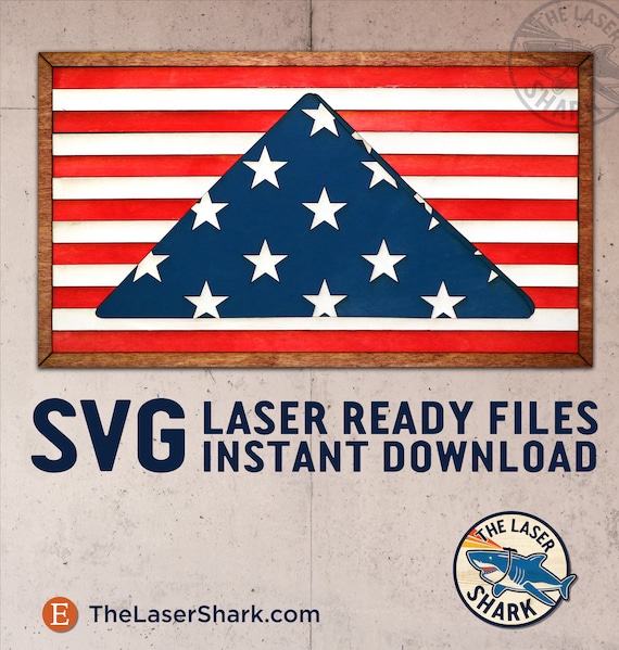 Folded American Flag SVG Laser Cut Files for Glowforge Laser - Etsy Finland