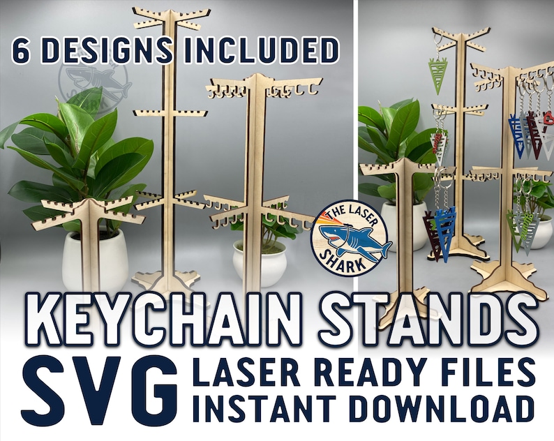 Keychain Display Stands 6 Designs SVG Laser Cut Files for Glowforge ...