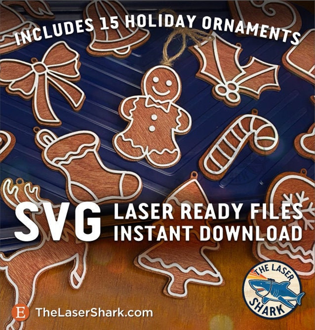Gingerbread Christmas Ornaments SVG Laser Cut Files for Glowforge ...