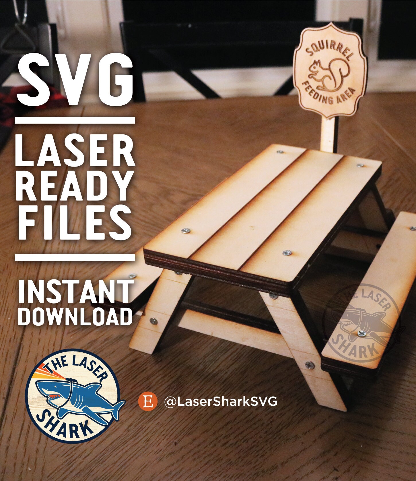 Squirrel Picnic Table SVG Laser Cut Files for Glowforge - Laser Cutter ...