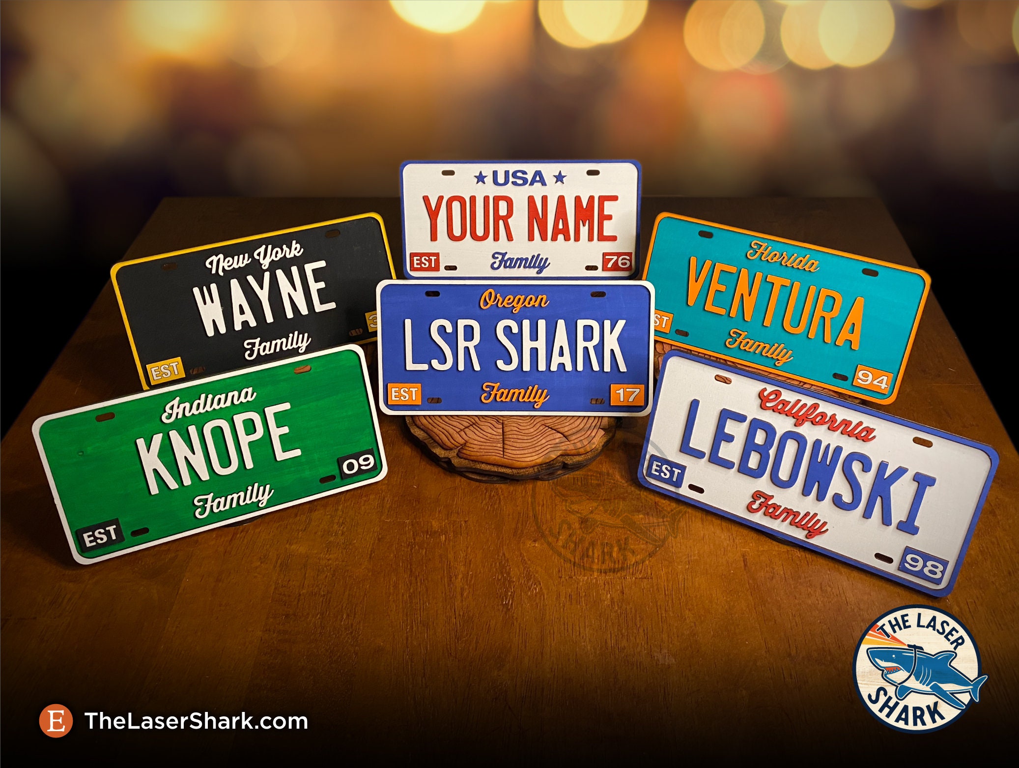 Customizable Family License Plates SVG Laser Cut Files for Glowforge ...