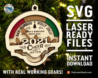 SANTA METER Ornament Customizable SVG Laser Cut Files for | Etsy