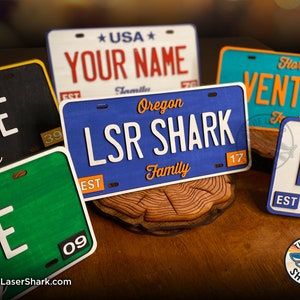 Customizable Family License Plates SVG Laser Cut Files for Glowforge ...