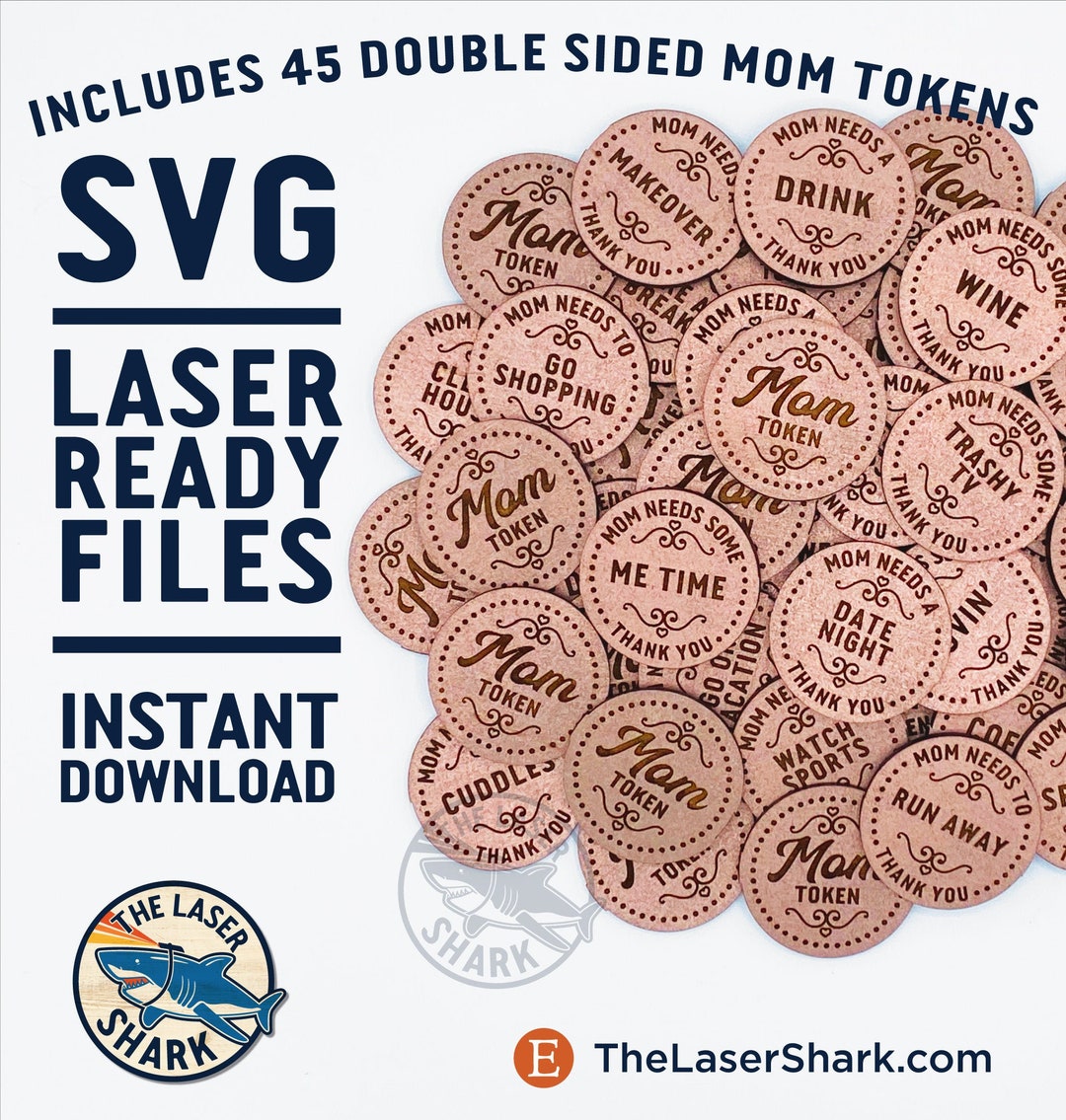 Mom Themed Tokens Set SVG Laser Cut Files for Glowforge Laser Cutter ...