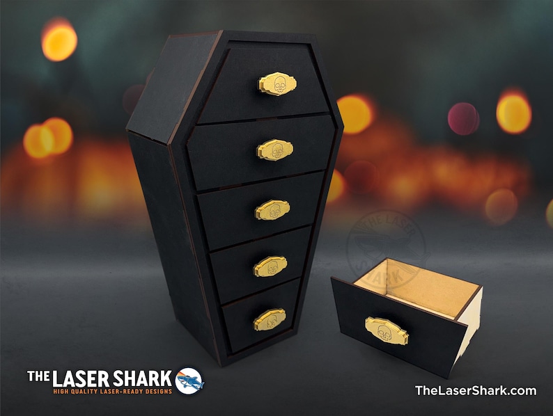 Coffin Drawers - SVG Laser Cut Files Glowforge Laser Cutter Artwork 3D ...