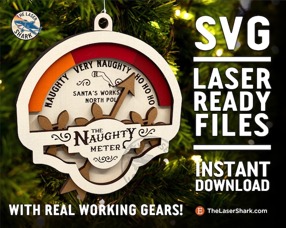 NAUGHTY METER Ornament SVG Laser Cut Files for Glowforge - Etsy