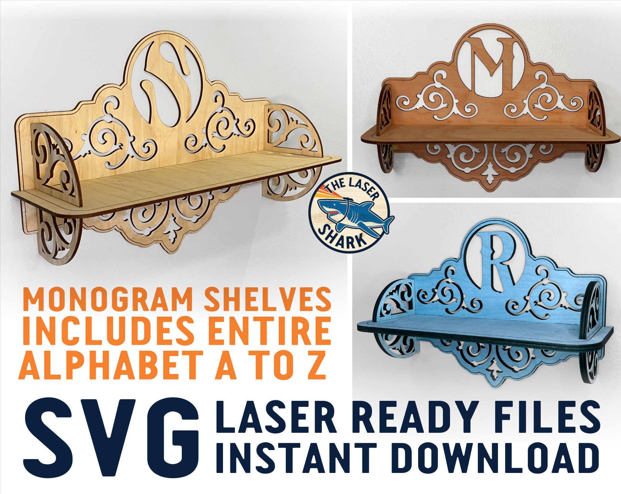 Monogram Shelves SVG Laser Cut Files for Glowforge Laser | Etsy