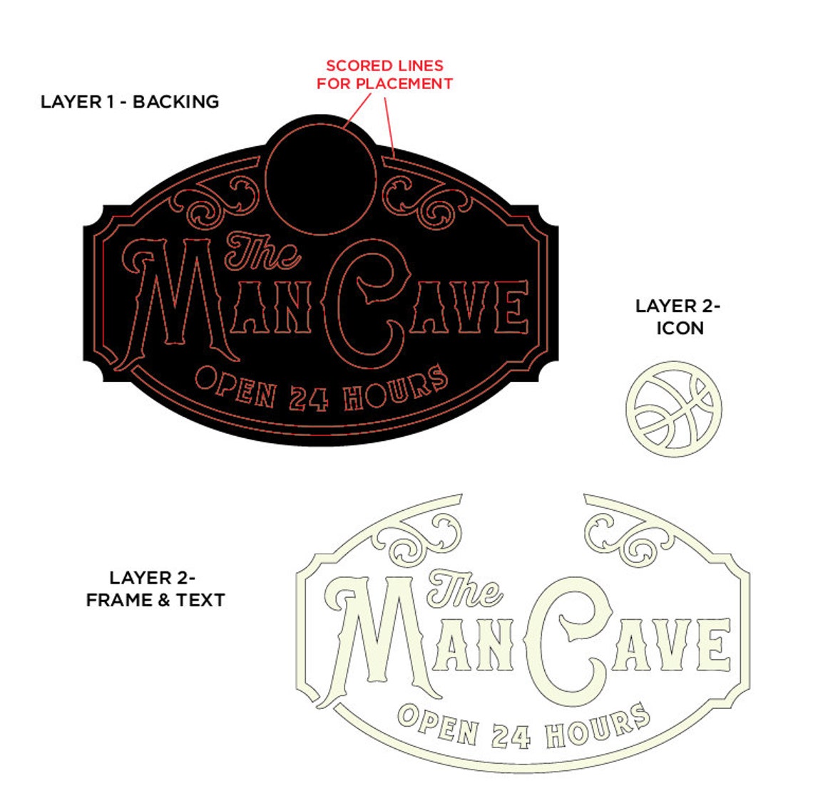 Man Cave Sign SVG Laser Cut Files for Glowforge Laser Cutter - Etsy