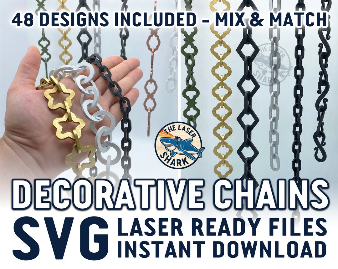 Decorative Chain Links - 48 Styles! SVG Laser Cut Files for Glowforge ...