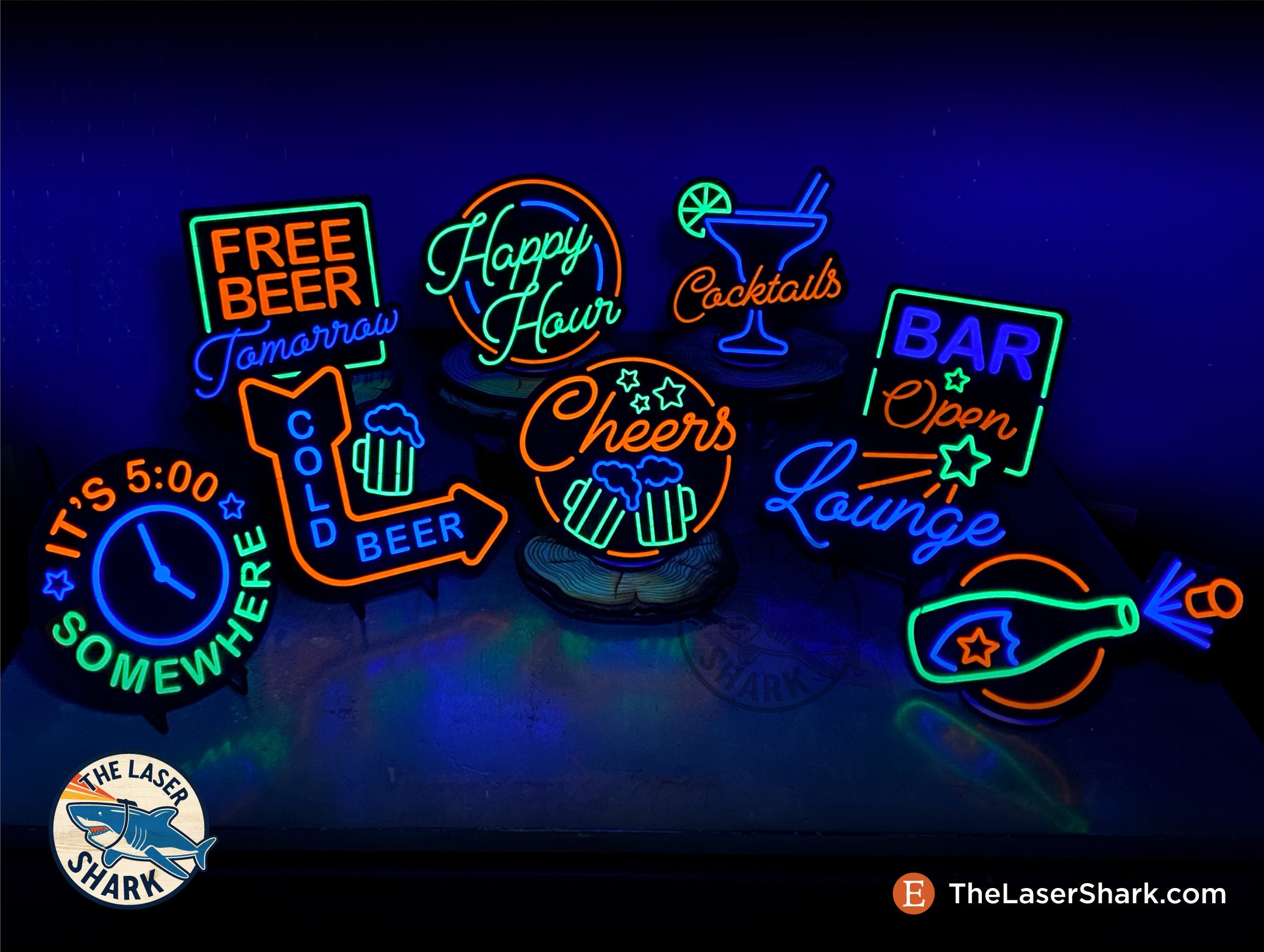 Bar Neon Style Signs SVG Laser Cut Files for Glowforge Cutter - Etsy