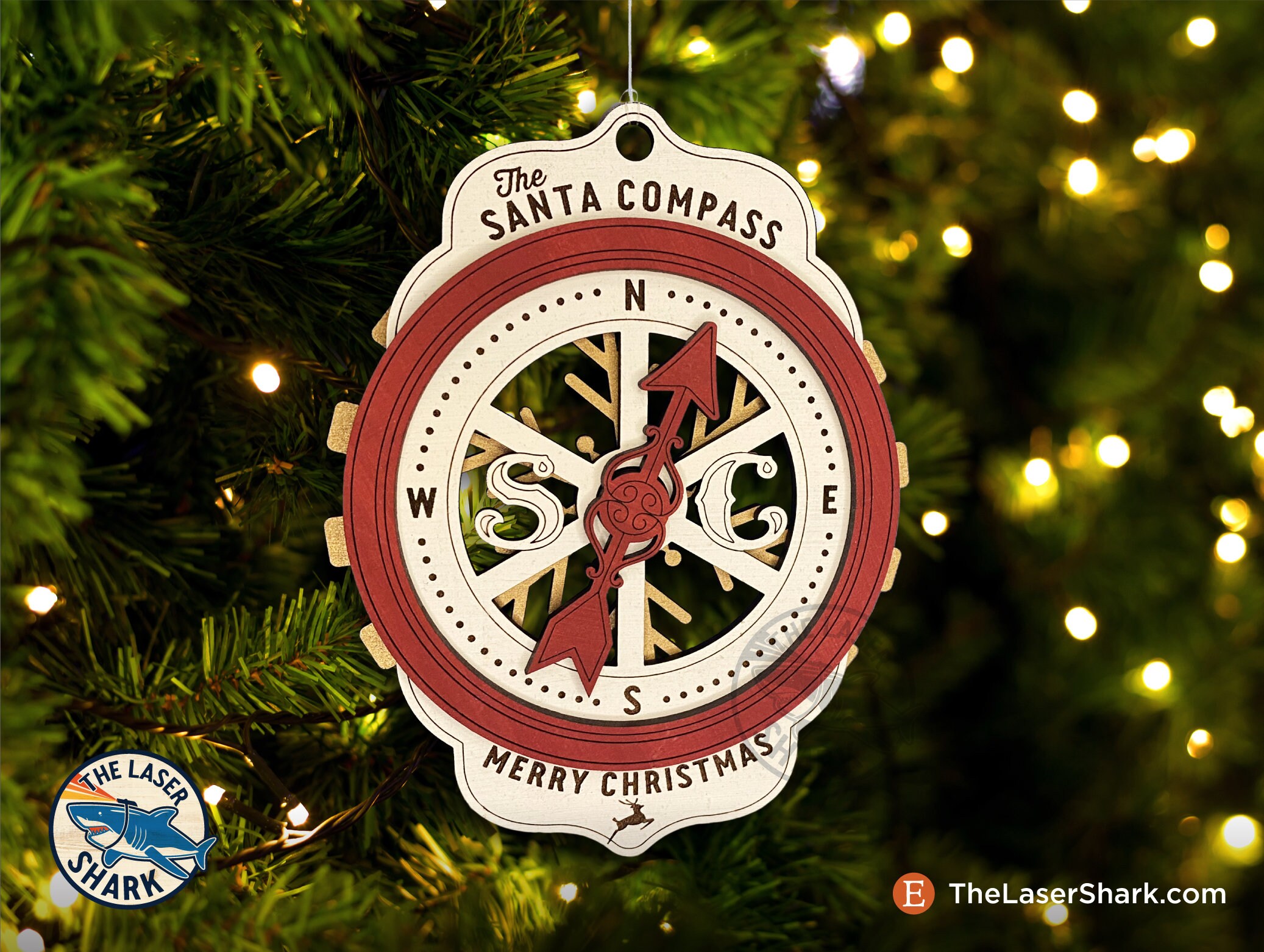 Santa Compass Ornament & Stand - SVG Laser Cut Files Glowforge Laser ...