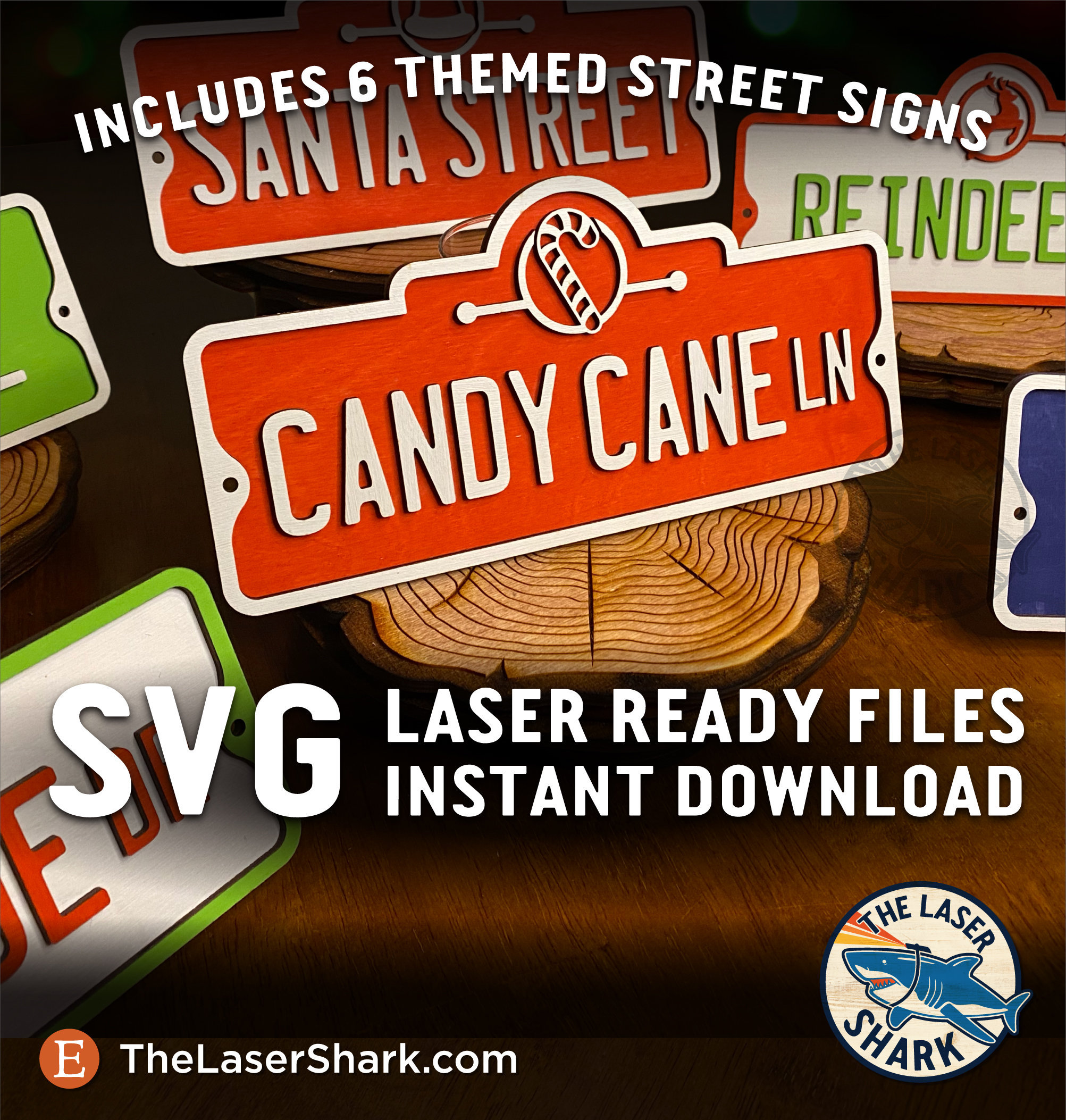 Christmas Street Signs SVG Laser Cut Files for Glowforge Cutter Artwork ...