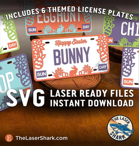 Easter License Plates SVG Laser cut files for Glowforge Laser | Etsy