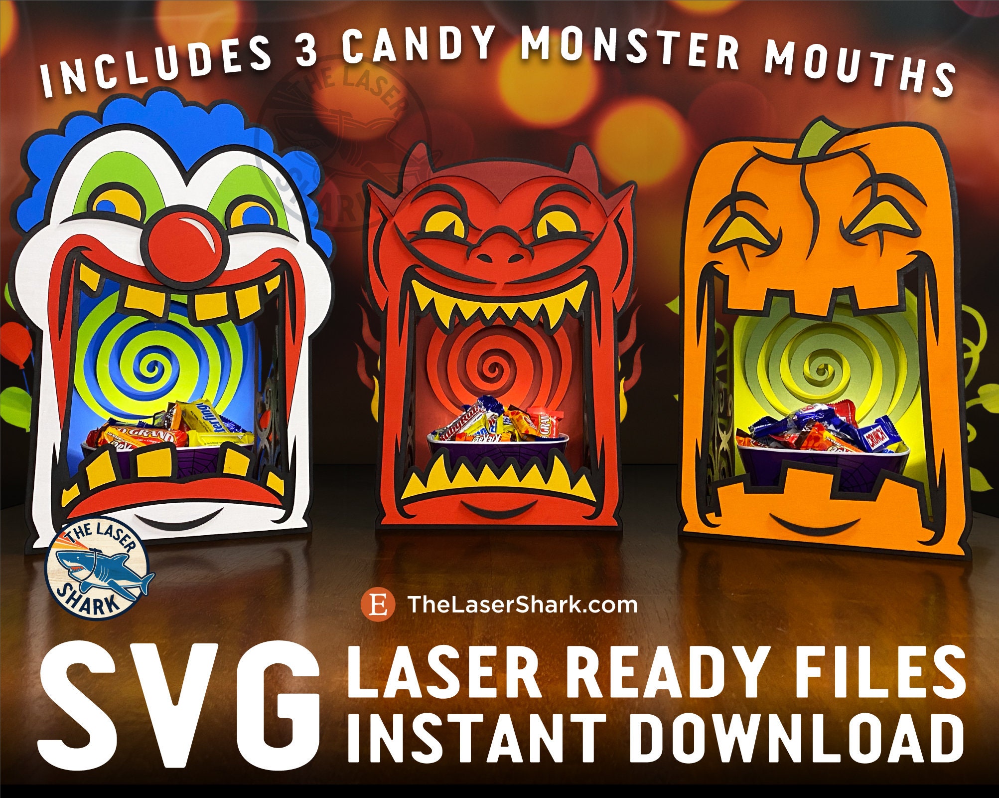 Monster Mouths Candy Displays - SVG Laser Cut Files for Glowforge Laser ...