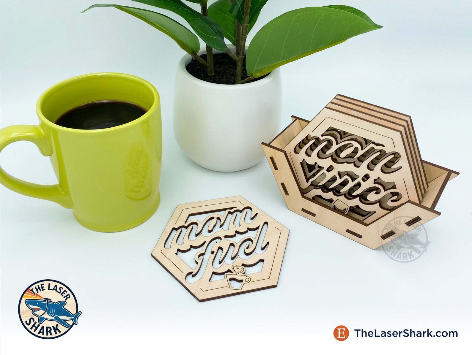 Mom Themed Coasters & Holder SVG Laser Cut Files for Glowforge | Etsy