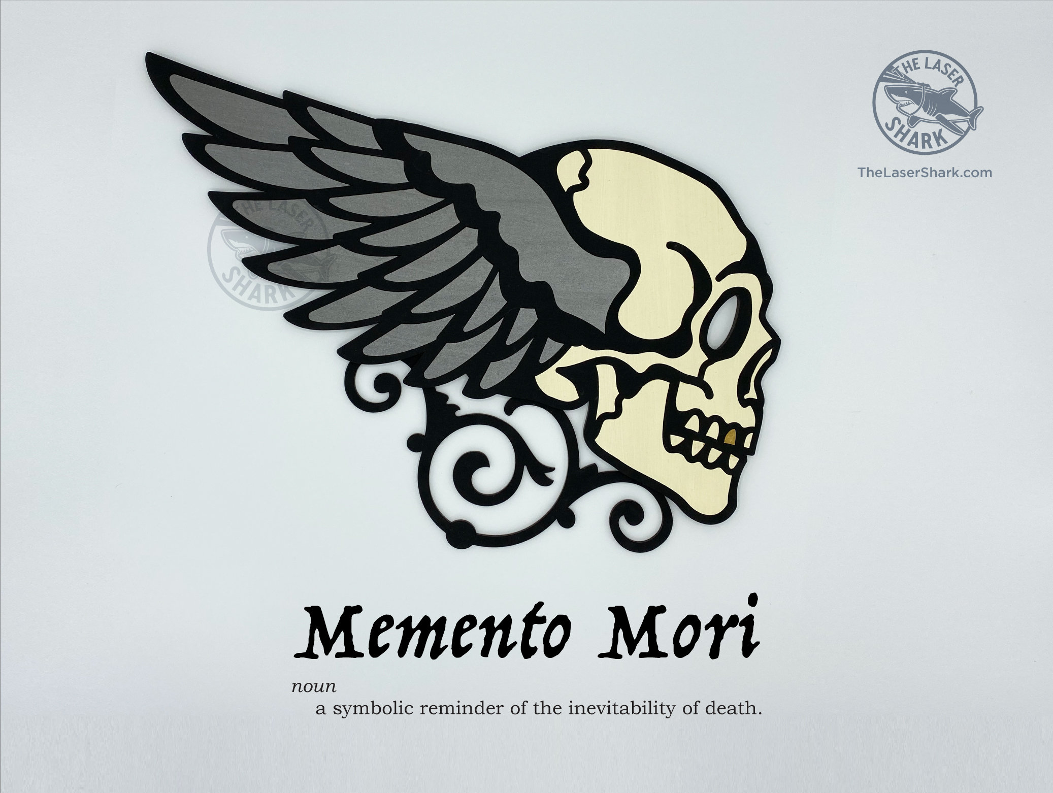 MEMENTO MORI Skull & Wing Art SVG Laser Cut Files for | Etsy