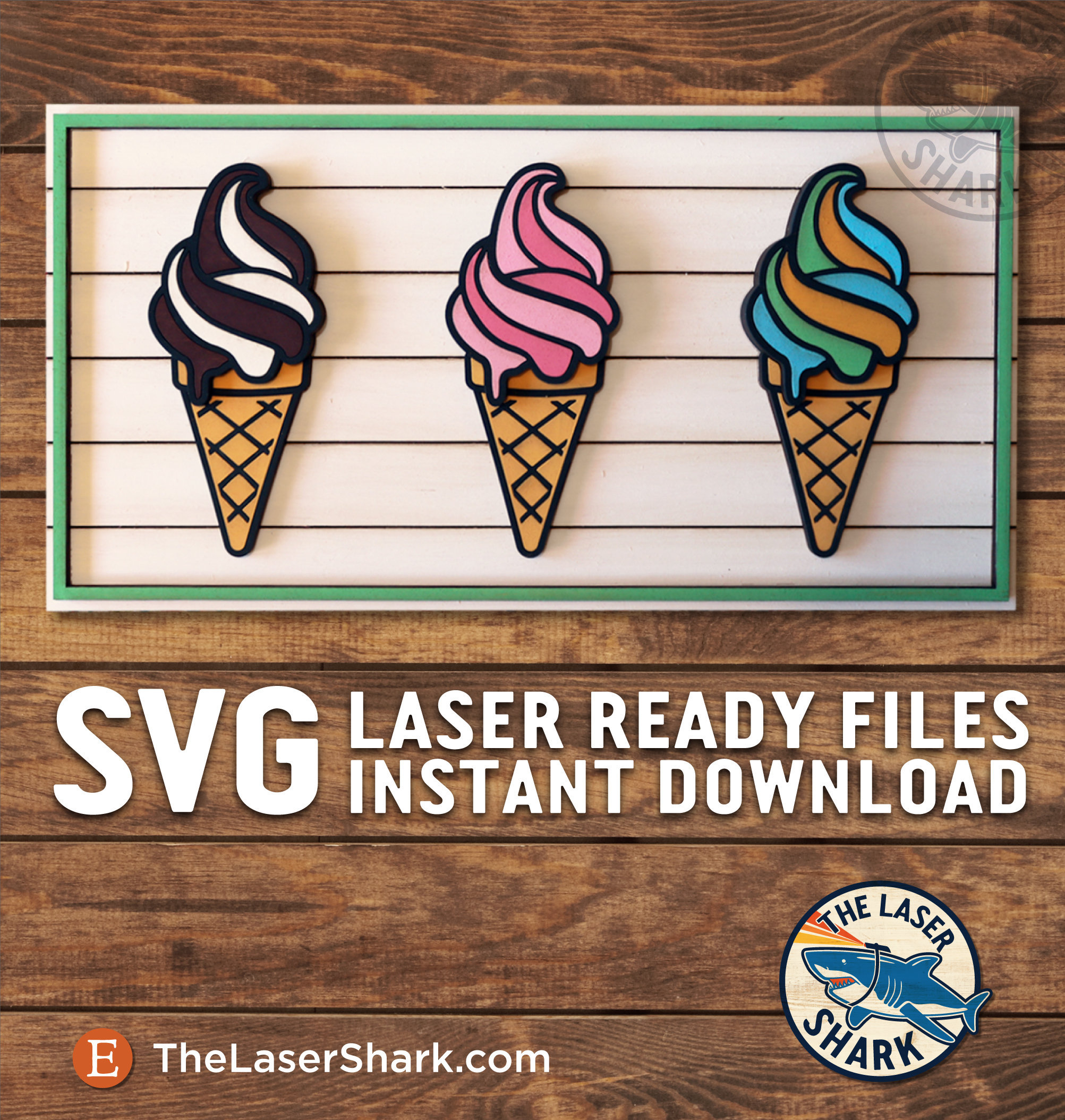 Ice Cream Cones SVG Laser Cut Files for Glowforge - Laser Cutter ...